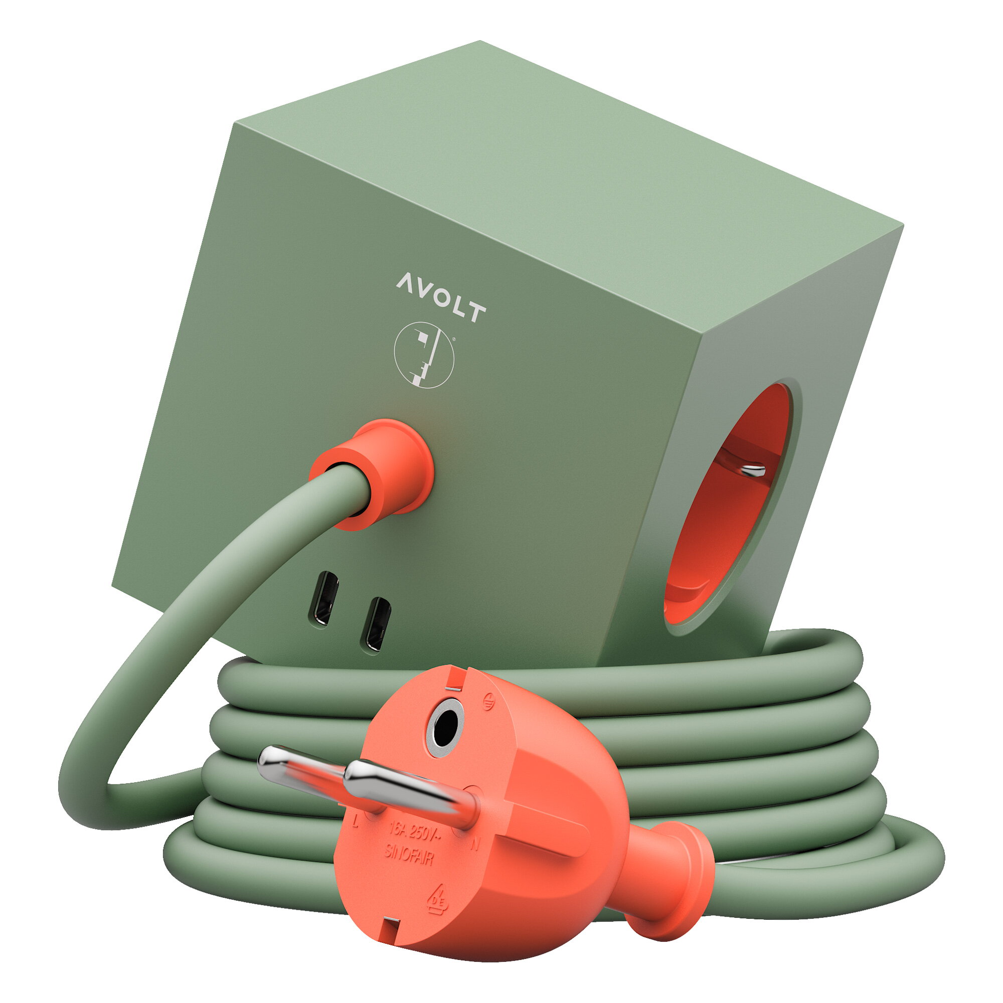 Avolt Square 1 USB-C extension cord, 1,8 m, gecko bloom, Avolt x ...