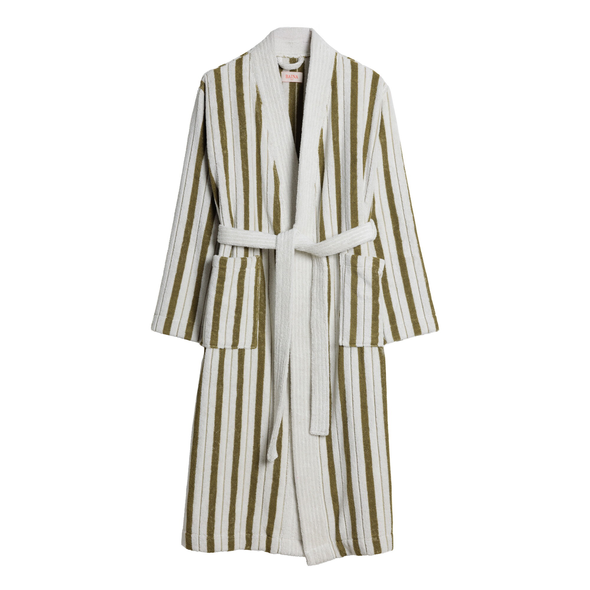 Baina Bath robe Sulis, heavyweight, caper - chalk | Finnish Design Shop