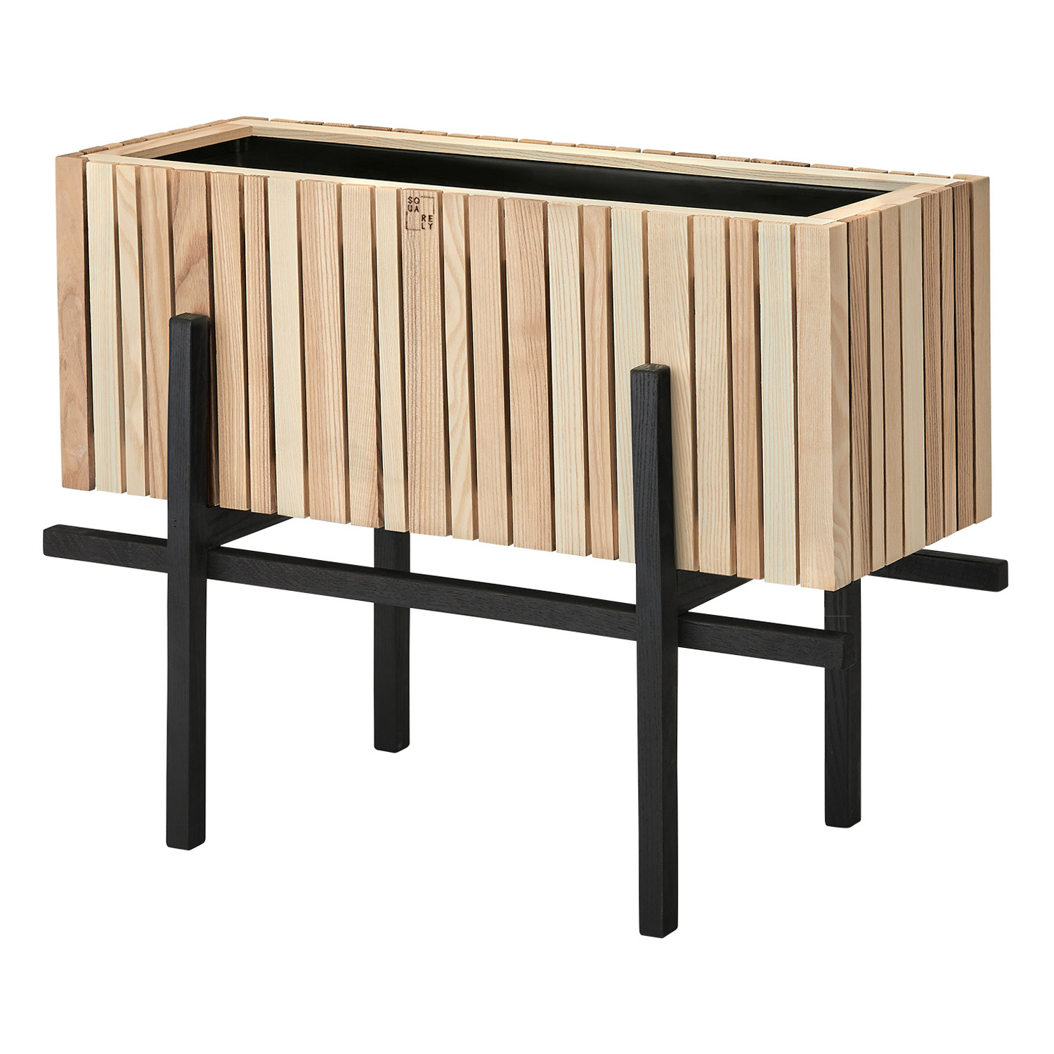 Squarely Copenhagen GrowWide planter with stand, black - oiled ash ...