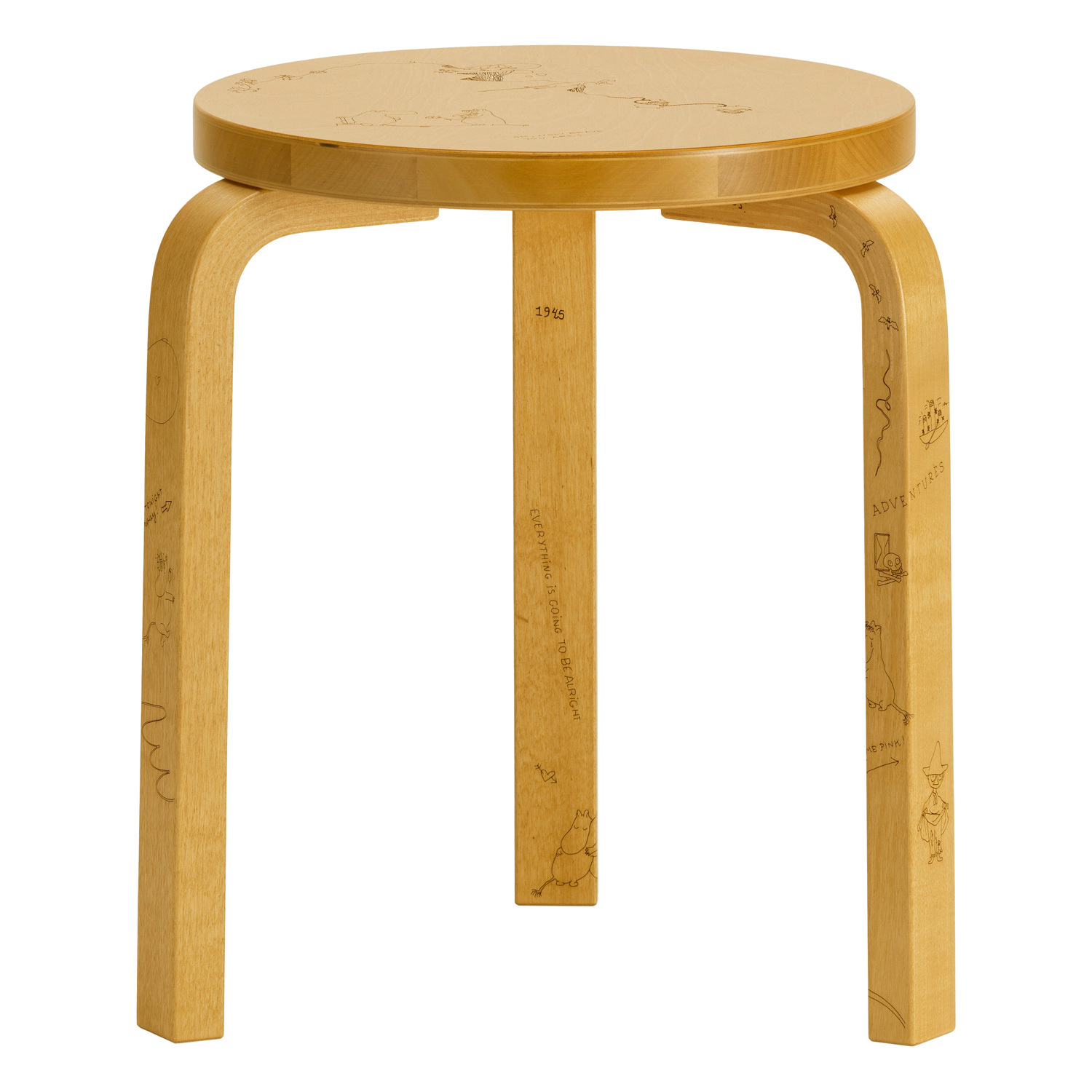 Artek Aalto stool 60, Artek + Moomin, Celebration | Finnish Design Shop UK
