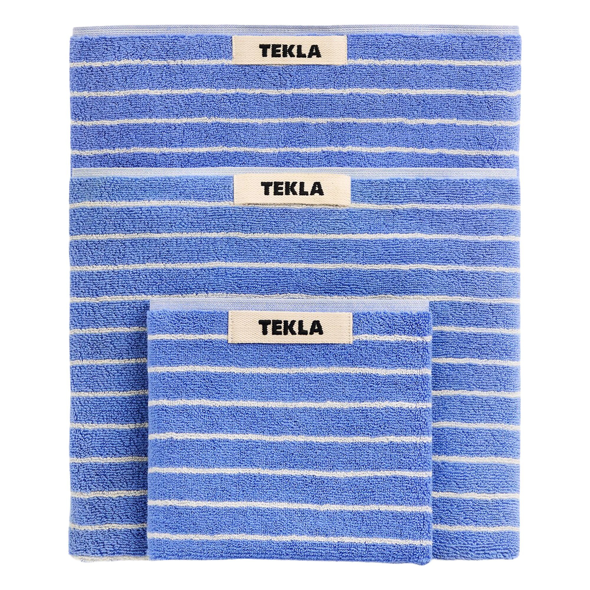 Tekla Terry towel, clear blue stripes | Finnish Design Shop UK