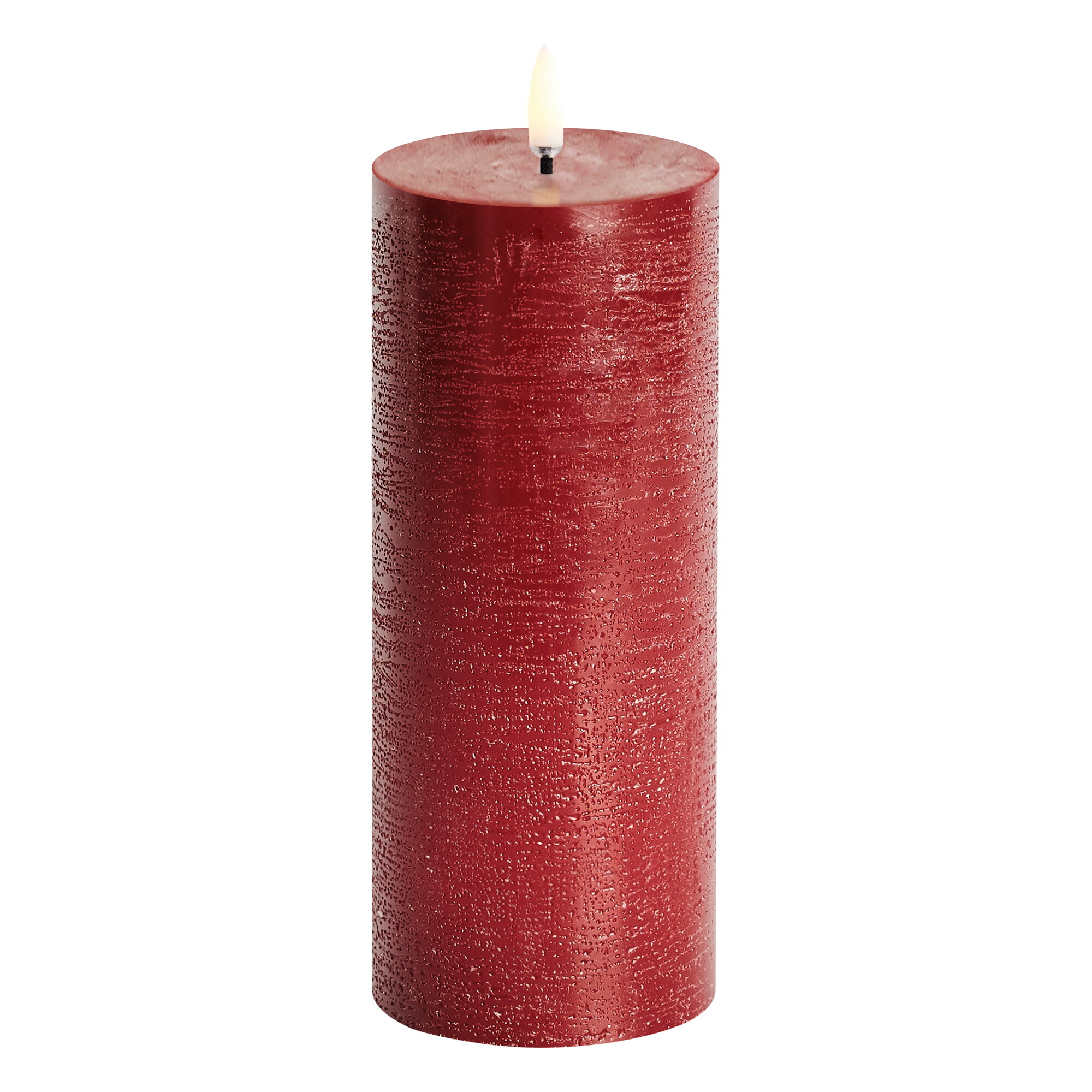 Uyuni Lighting LED pillar candle, 7,8 x 20 cm, rustic texture, carmine ...