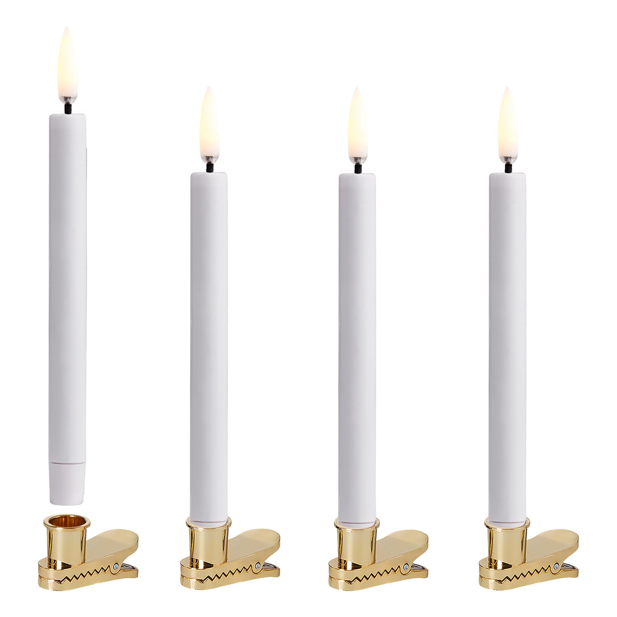 Uyuni Lighting LED mini taper candles with clips, 4 pcs, 13,8 cm, white ...