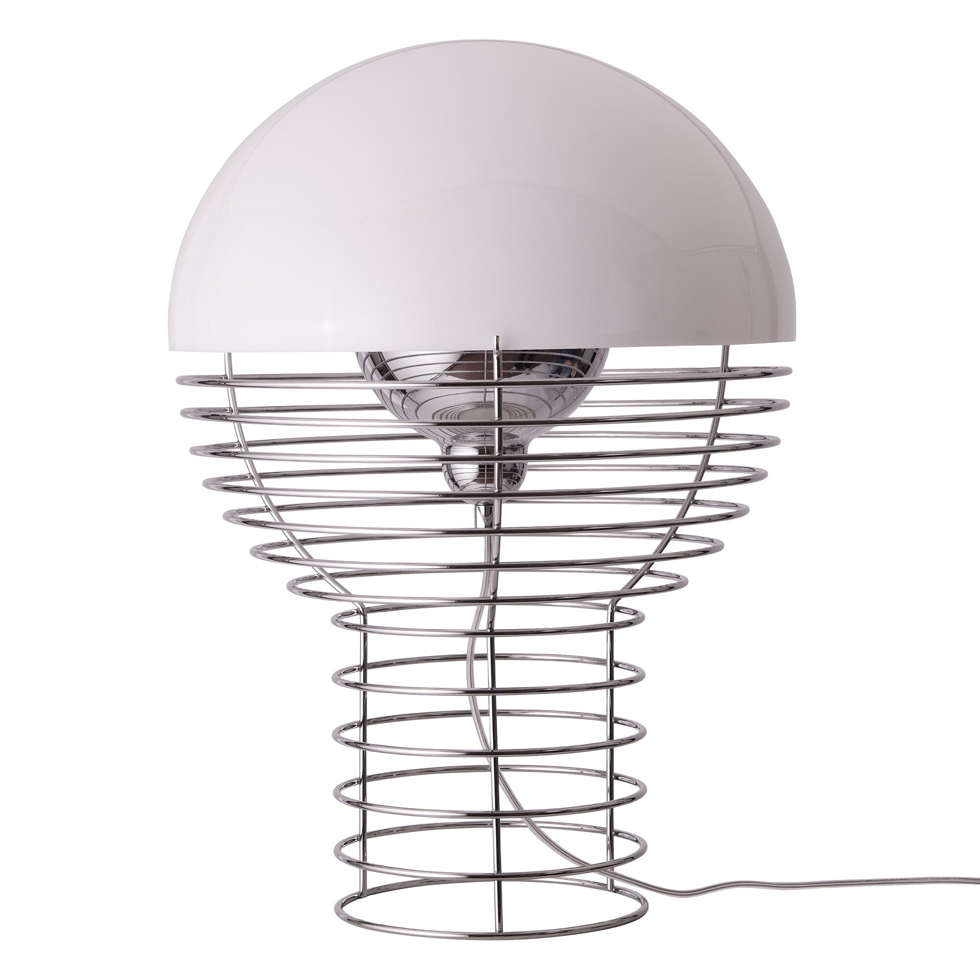 Verpan Wire table lamp, 40 cm, chrome - white | Finnish Design Shop