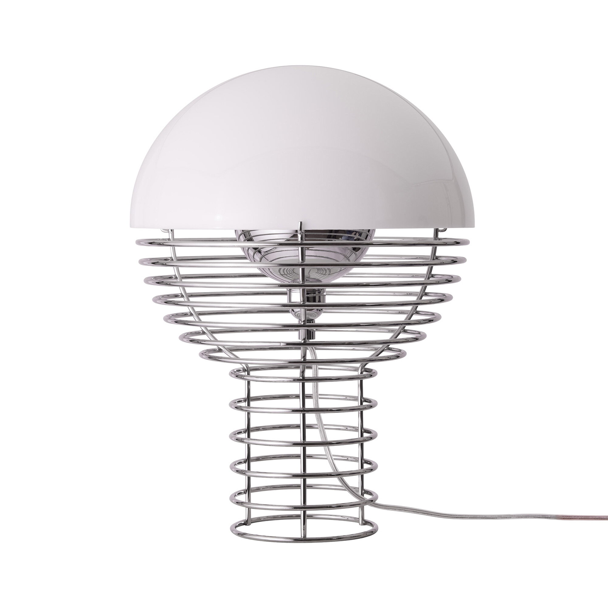 Verpan Wire table lamp, 30 cm, chrome - white | Finnish Design Shop