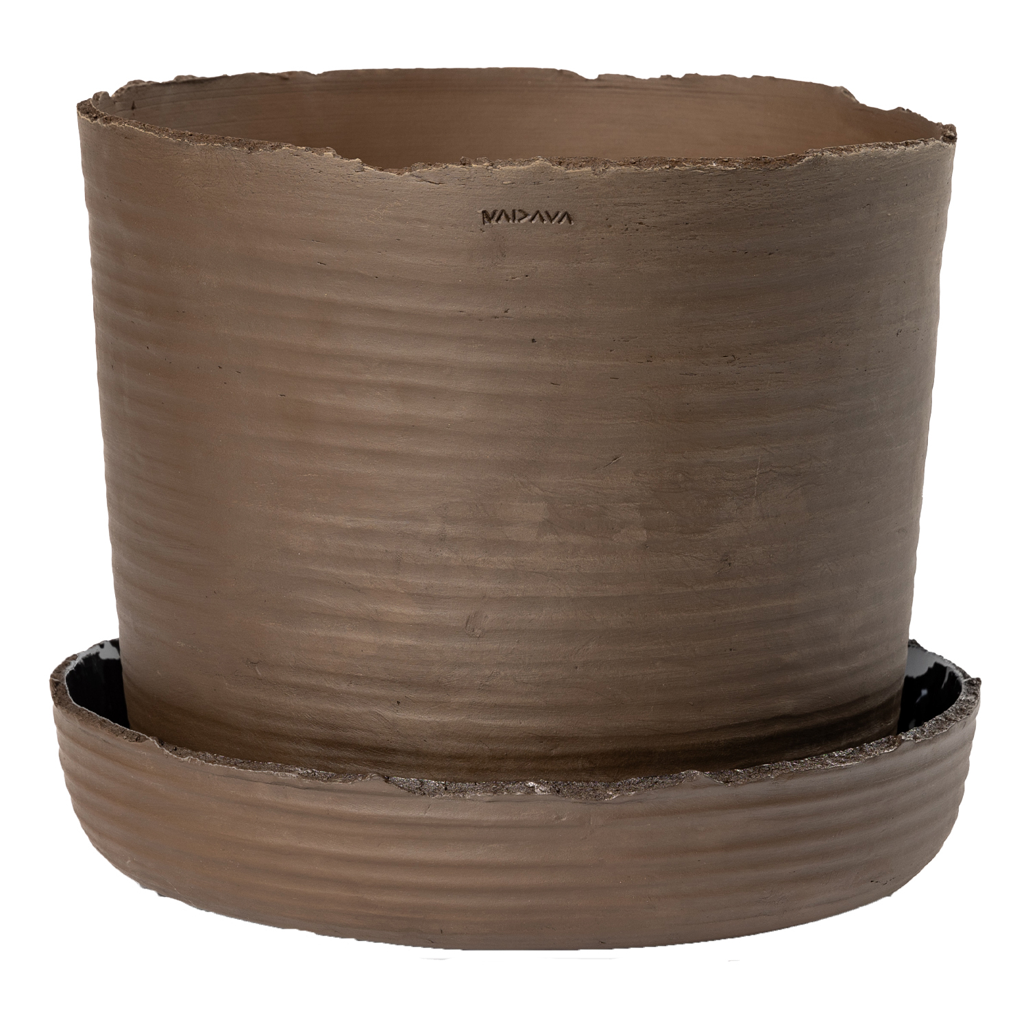 Vaidava Ceramics Soil pot with saucer, XXL, brown | Finnish Design Shop