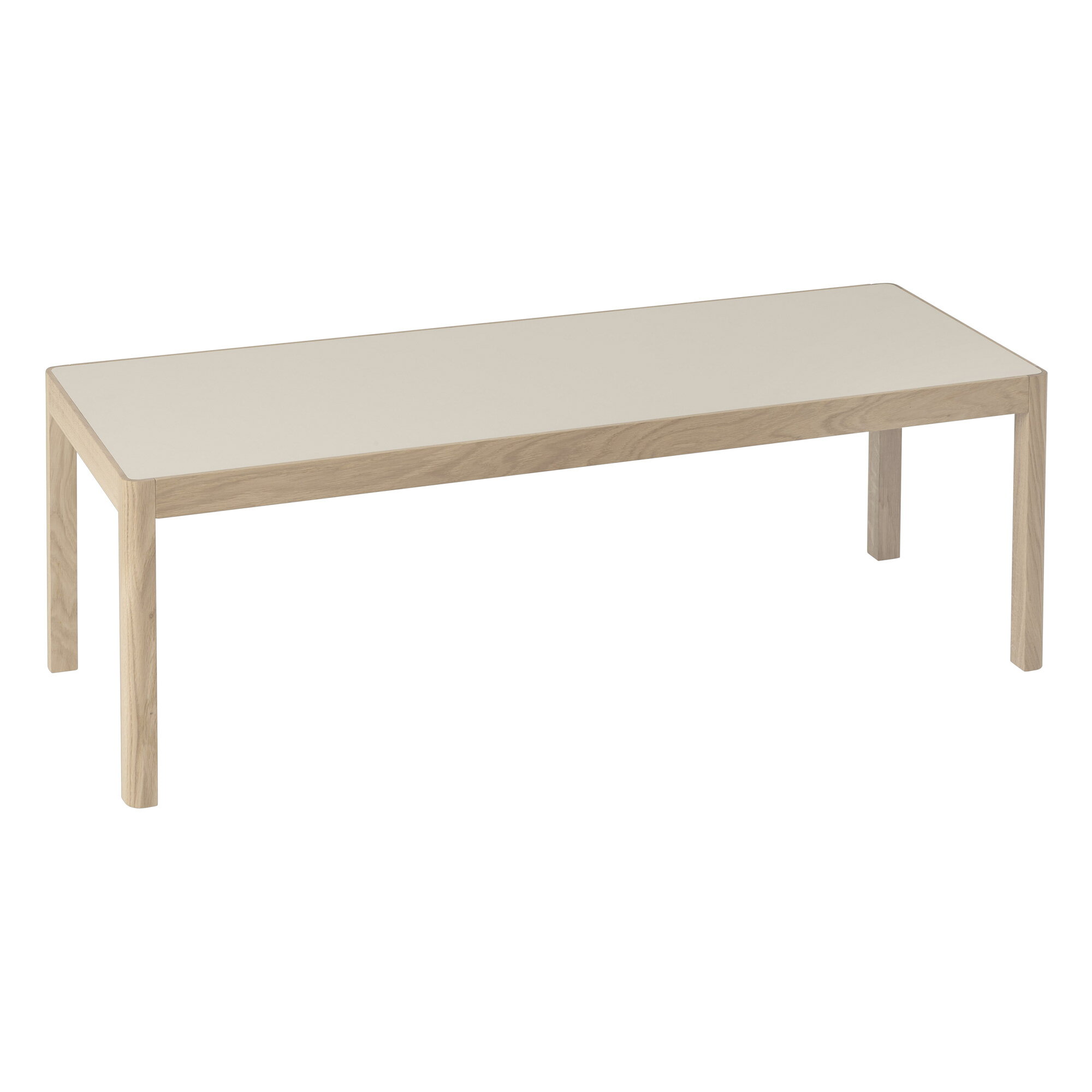 Muuto Workshop coffee table, 120 x 43 cm, oak - warm grey linoleum ...