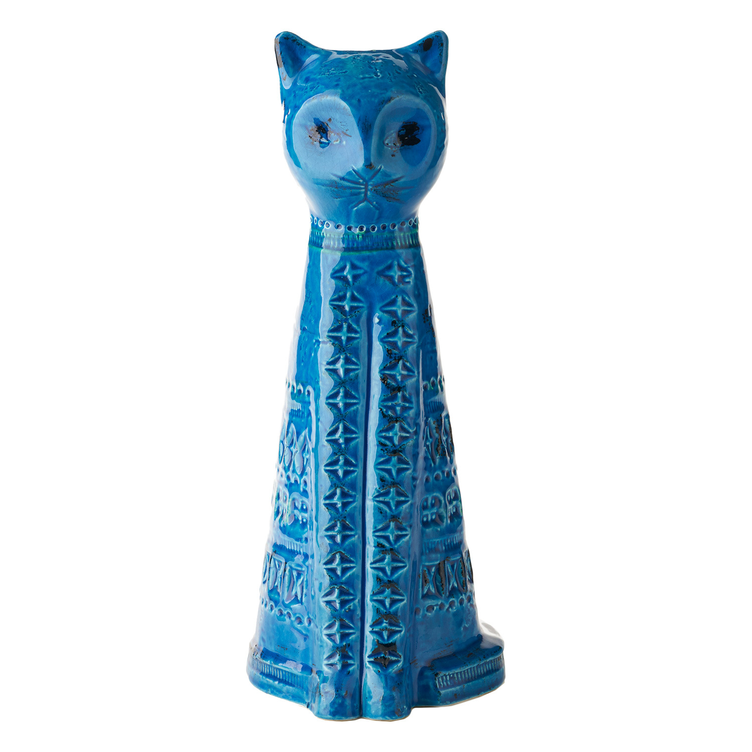 Bitossi High cat figure, Rimini blue | Finnish Design Shop UK