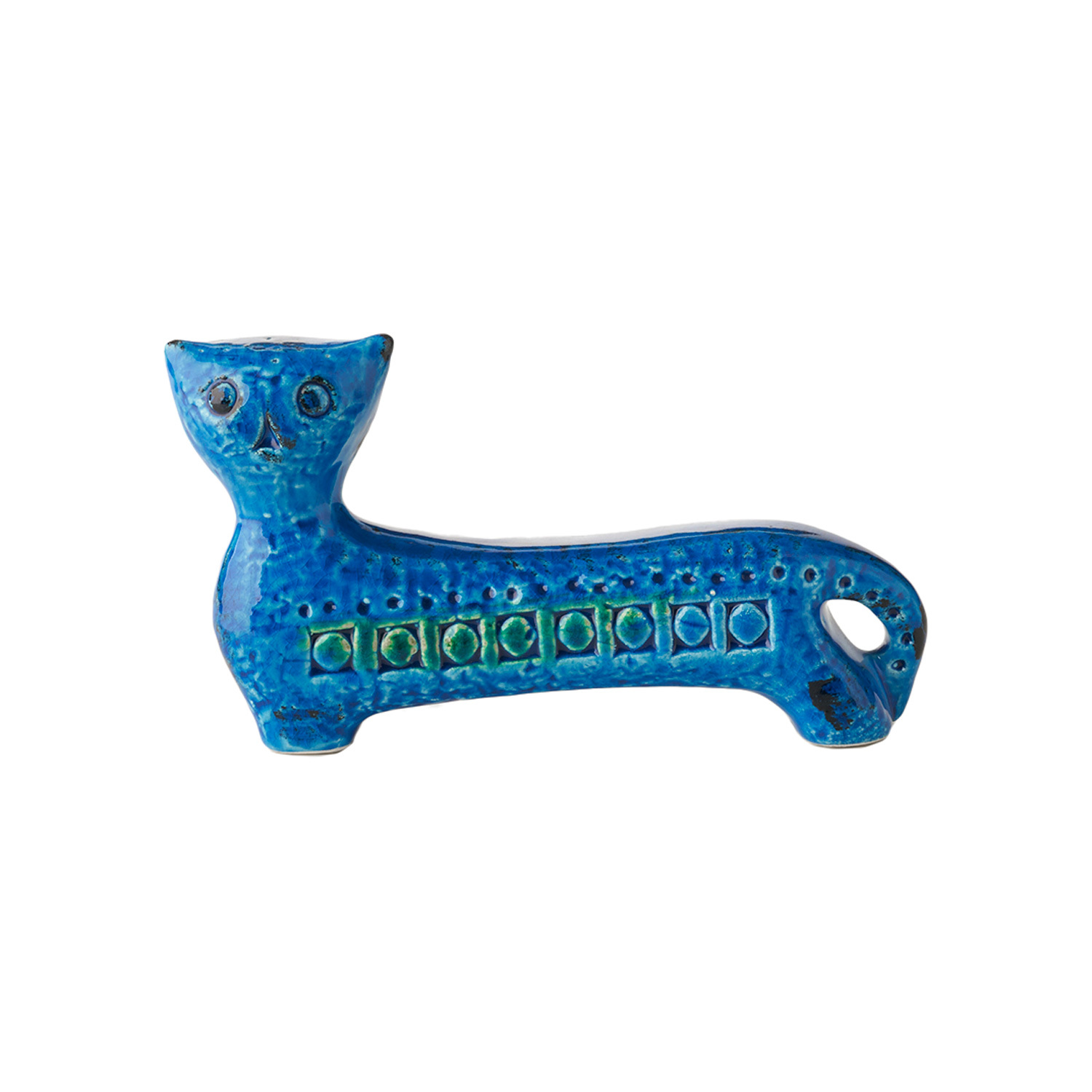 Bitossi Long cat figure, Rimini blue | Finnish Design Shop