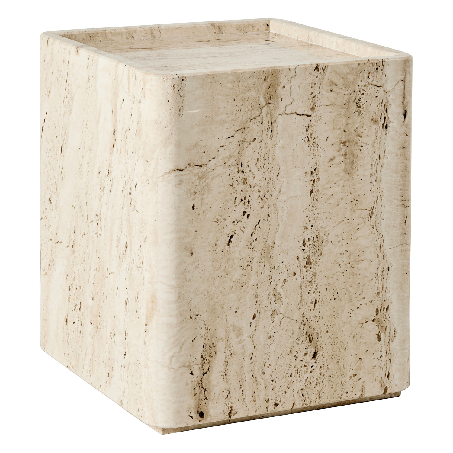 GUBI Pietra side table, 33 x 33 x 40 cm, neutral white travertine ...