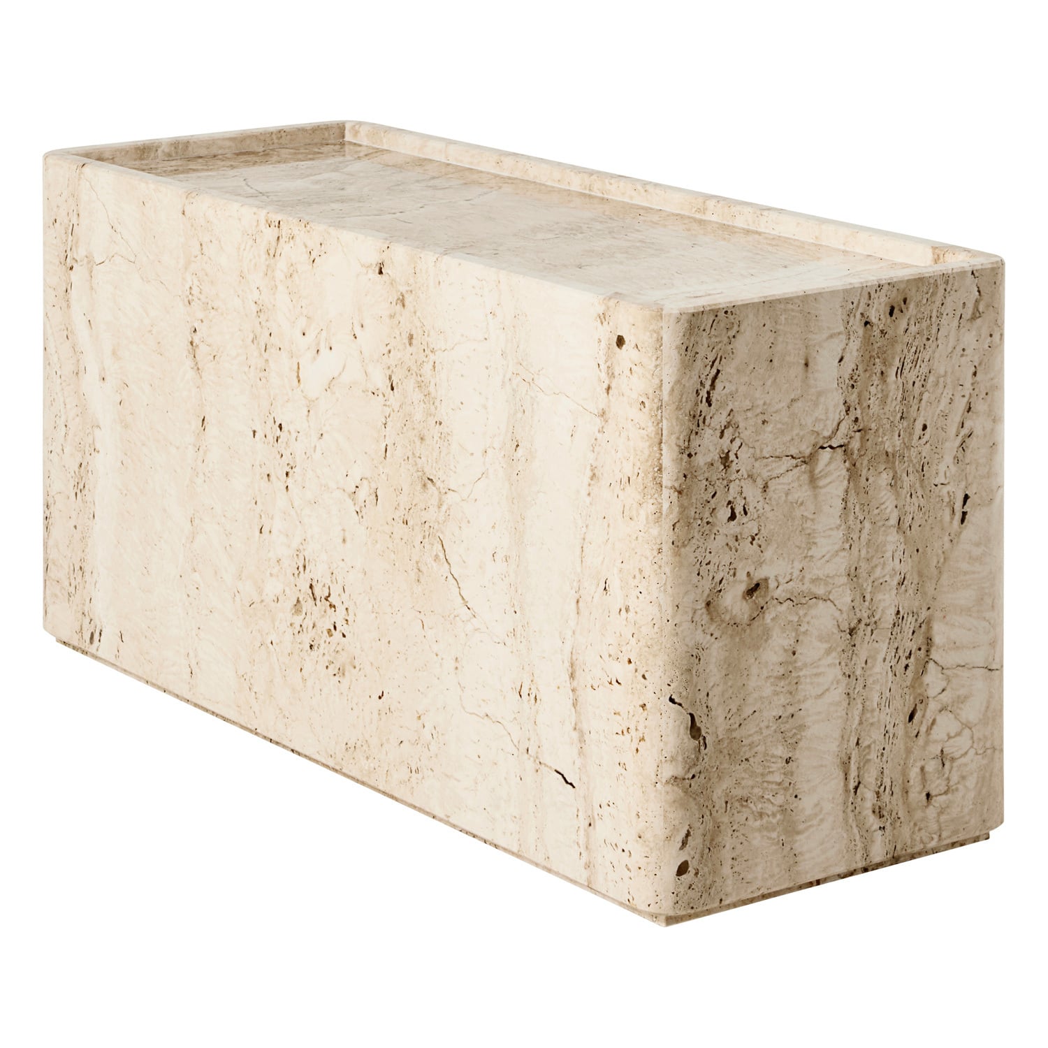 GUBI Pietra side table, 30 x 80 x 40 cm, neutral white travertine ...
