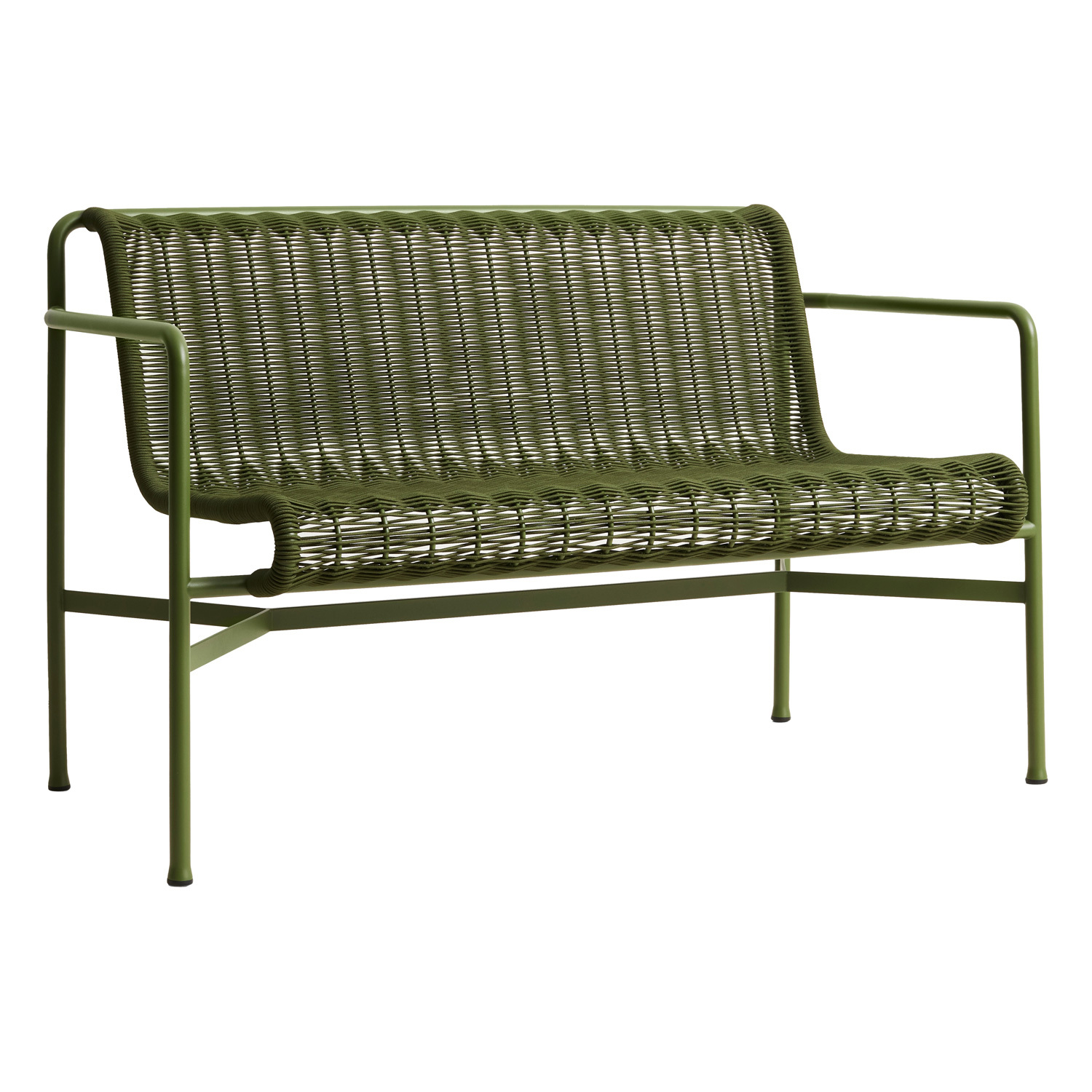 HAY Palissade Cord dining bench with armrest, olive | Finnish Design ...