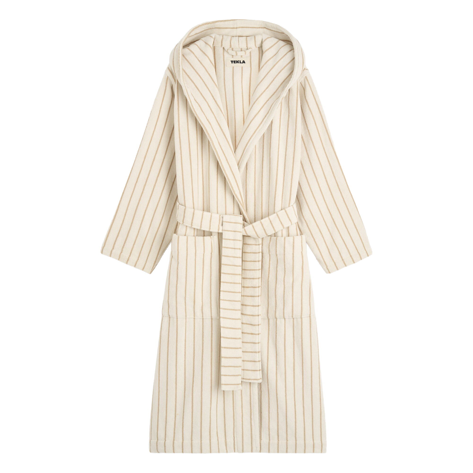 Tekla Hooded badrock, sienna ränder | Finnish Design Shop