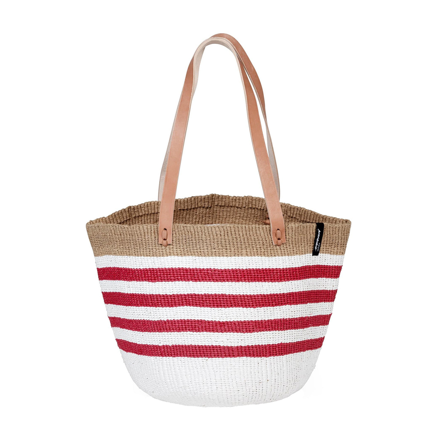 Mifuko Kiondo shopper basket, M, red - white | Finnish Design Shop