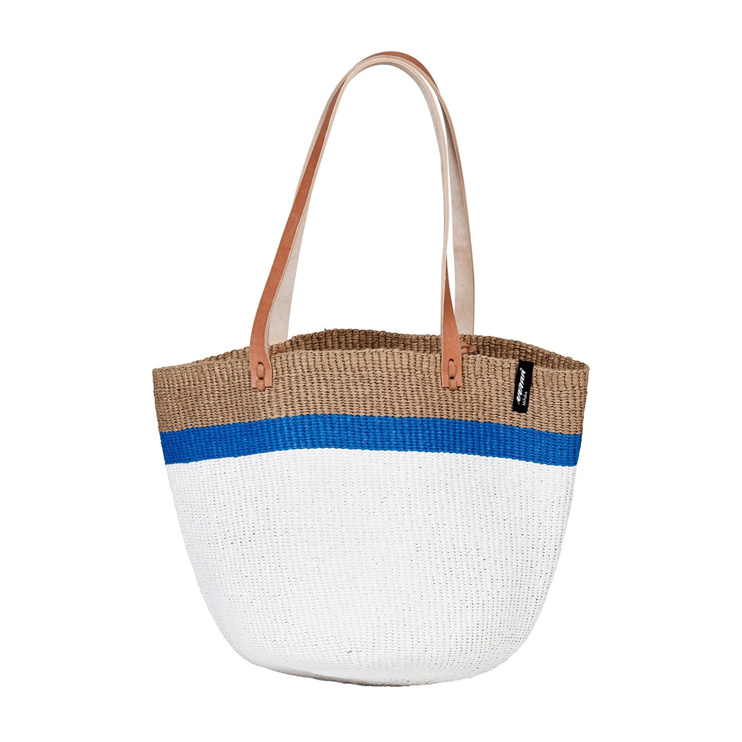 Mifuko Kiondo shopper basket, M, blue - white | Finnish Design Shop