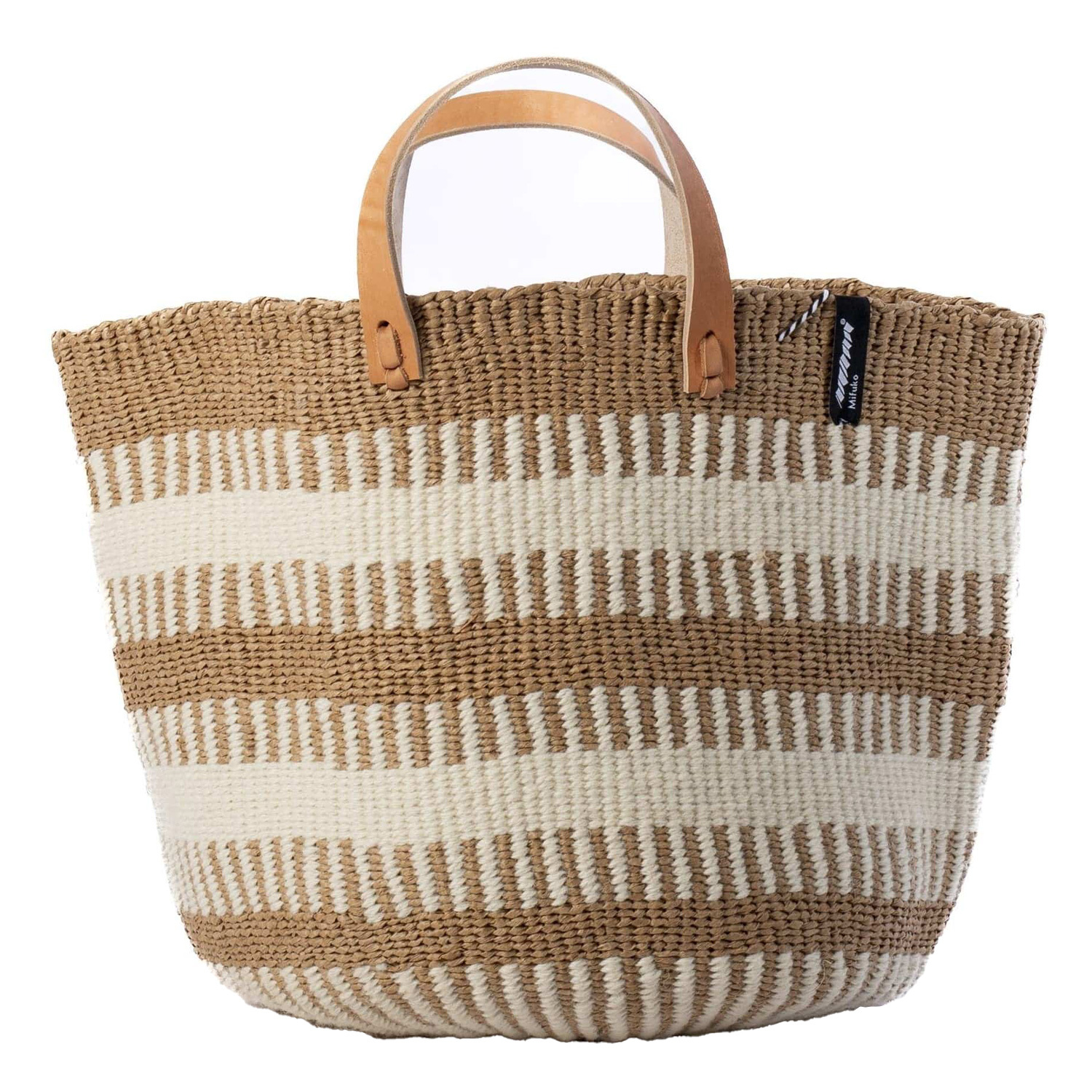 Mifuko Pamba market basket, M, white - brown | Finnish Design Shop