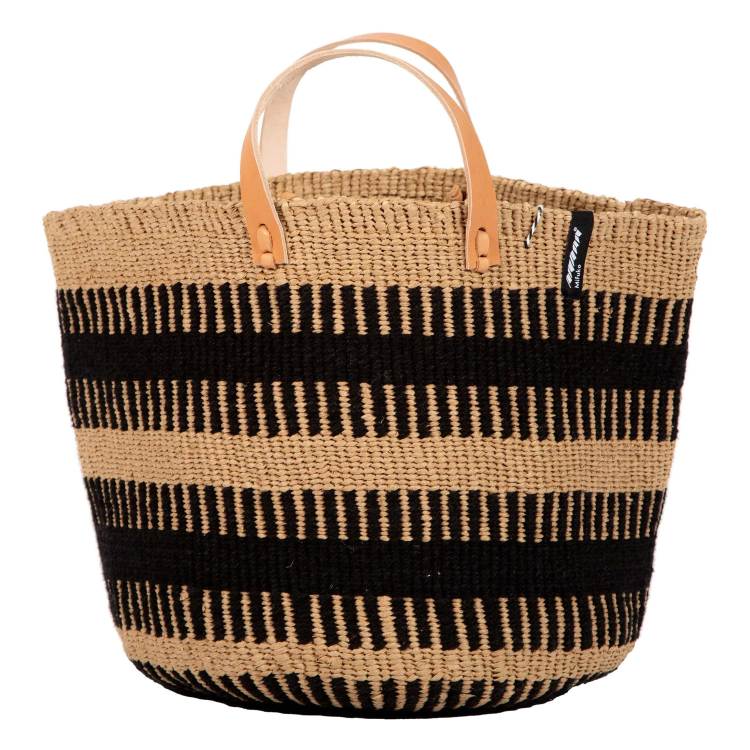Mifuko Pamba market basket, M, black - brown | Finnish Design Shop