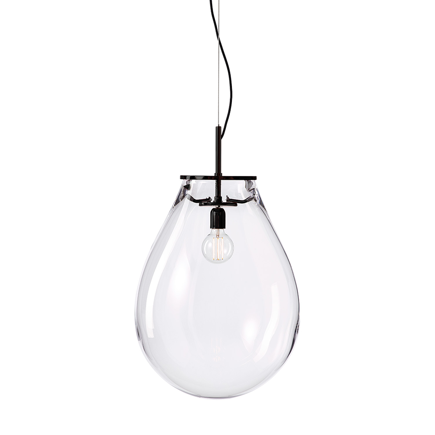 Bomma Tim pendant, medium, clear - black | Finnish Design Shop