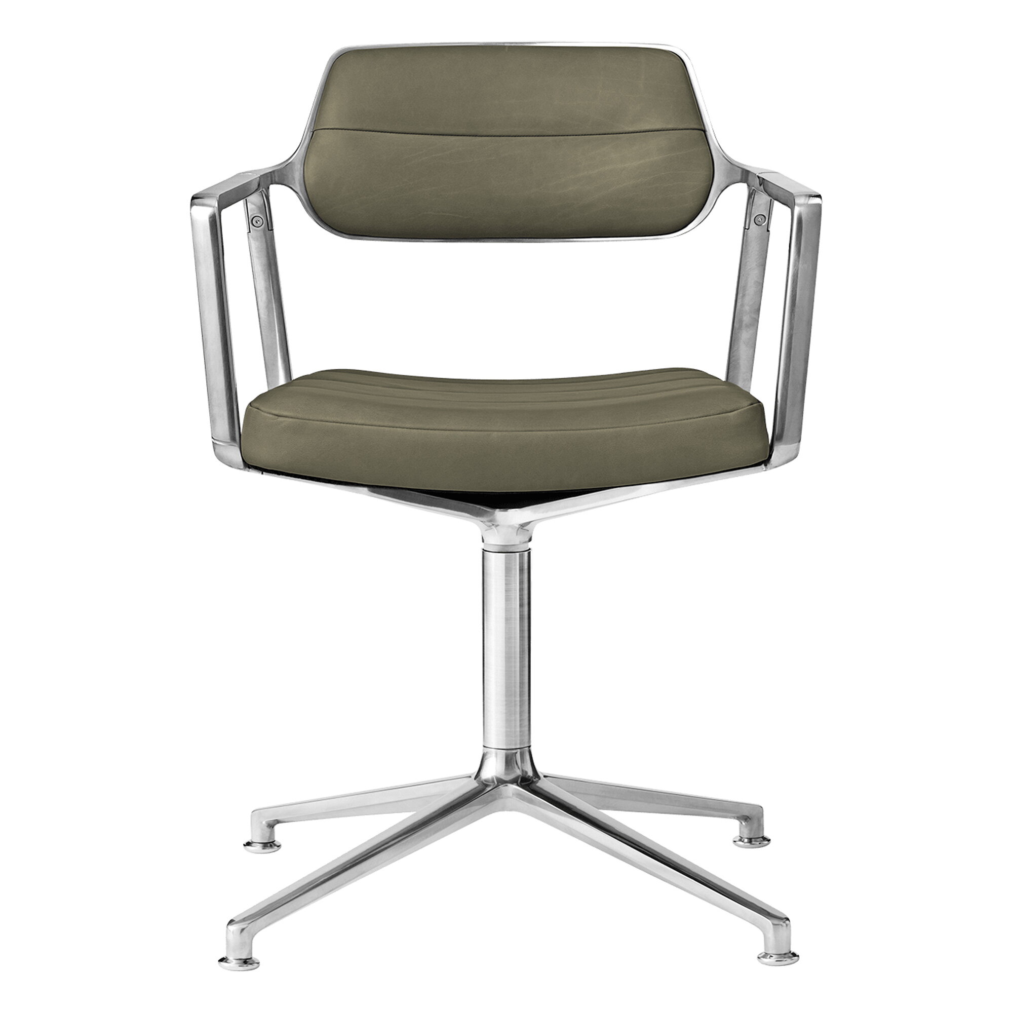 Vipp 453+ Swivel chair, polished frame - bosco green leather, with ...