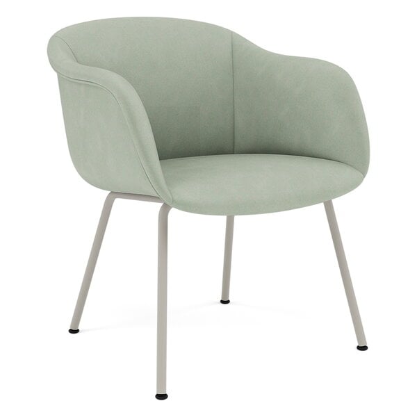Muuto Fiber Soft armchair, tube base, grey - Allure leather Jade ...