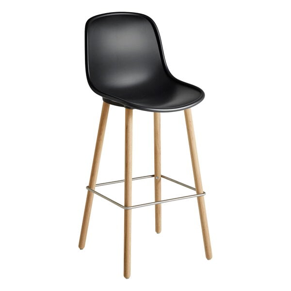 HAY Neu 12 bar stool, soft black - oak - steel | Finnish Design Shop