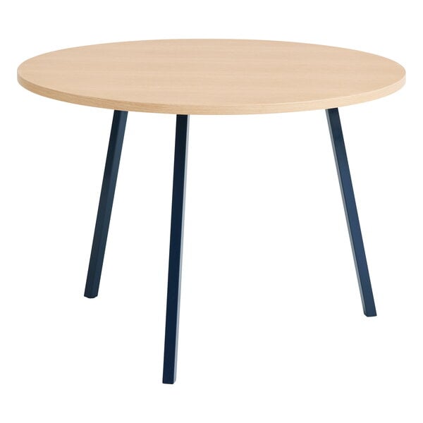HAY Loop Stand round table, 105 cm, deep blue - lacquered oak | Finnish ...