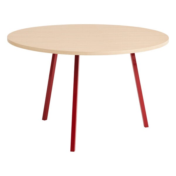HAY Loop Stand round table, 120 cm, maroon red - lacquered oak ...