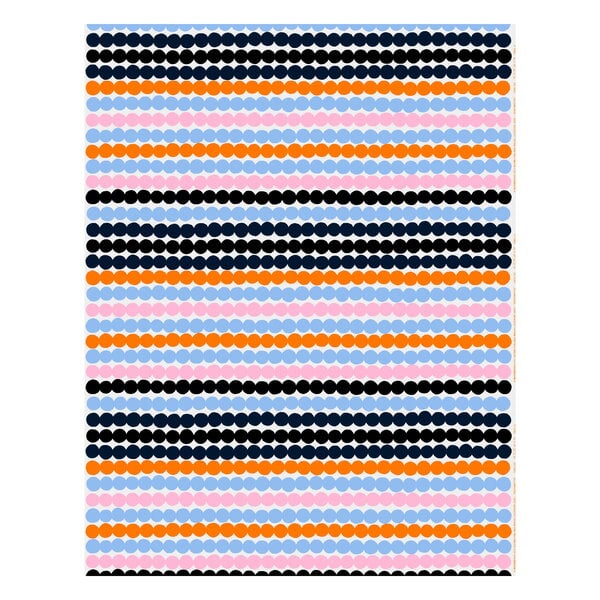 Marimekko Räsymatto cotton fabric, white - light blue - orange - pink ...