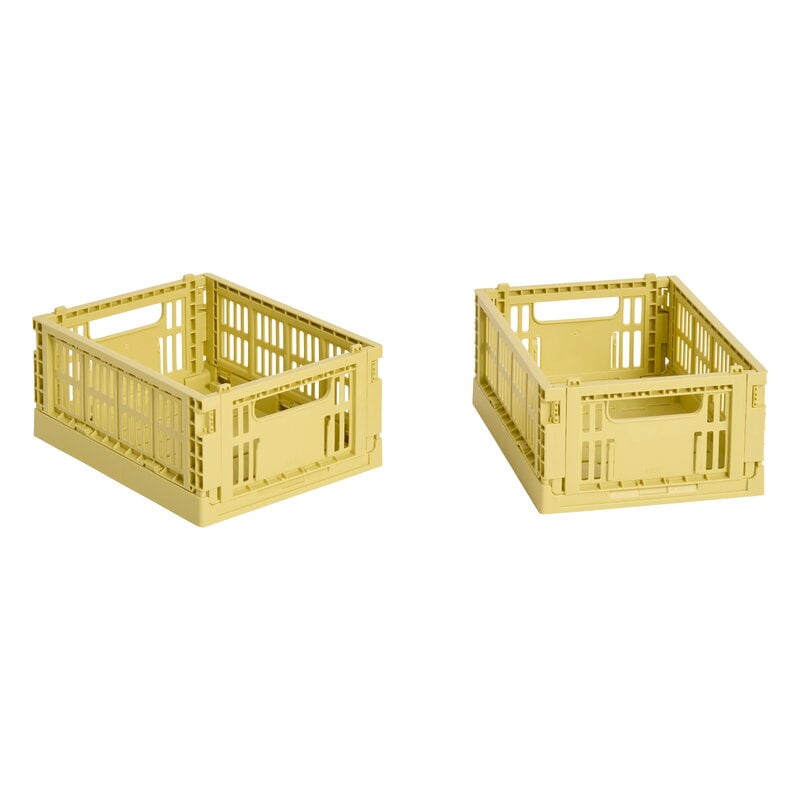 HAY Colour Crate Mini, recycled plastic, 2 pcs, dusty yellow | Finnish ...