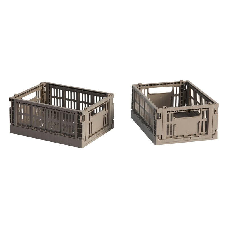 HAY Colour Crate Mini, recycled plastic, 2 pcs, warm grey | Finnish ...