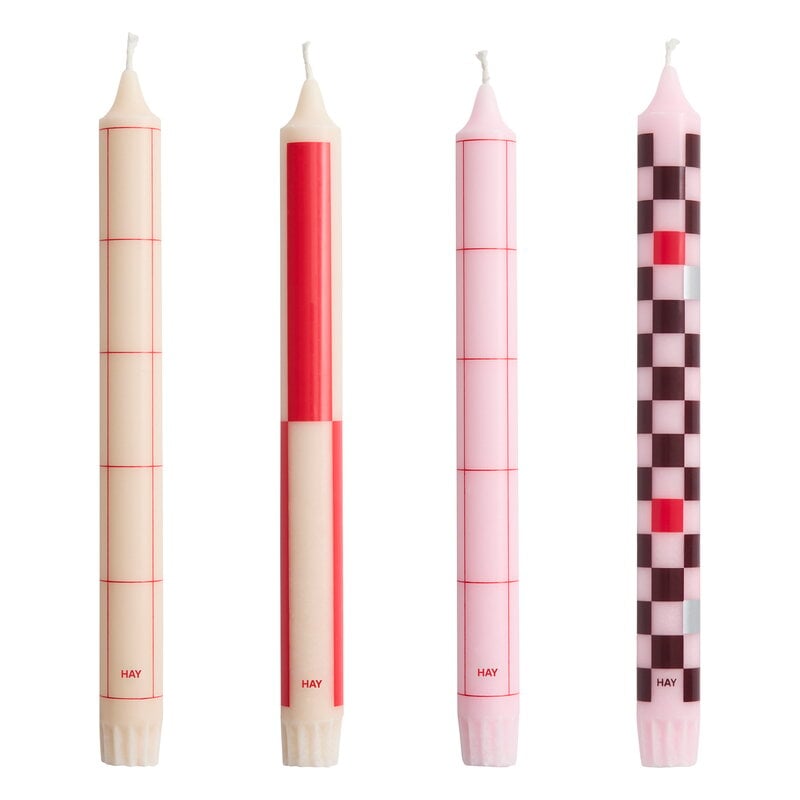 HAY Pattern candle, set of 4, reds - bordeaux | Finnish Design Shop IE