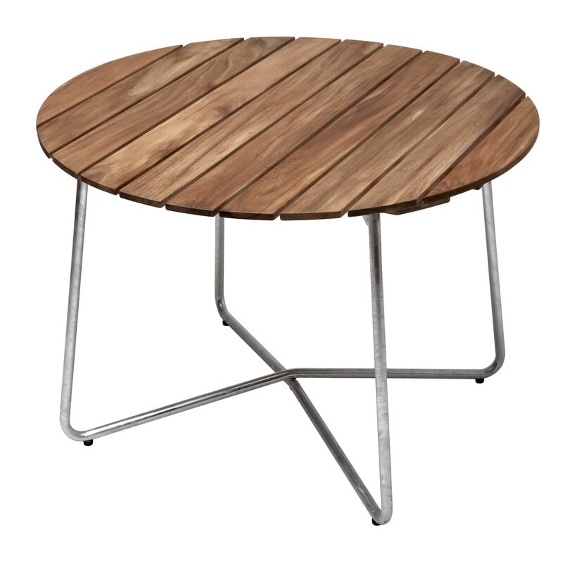 Grythyttan Stålmöbler Table 9A, 100 cm, galvanized steel - teak ...