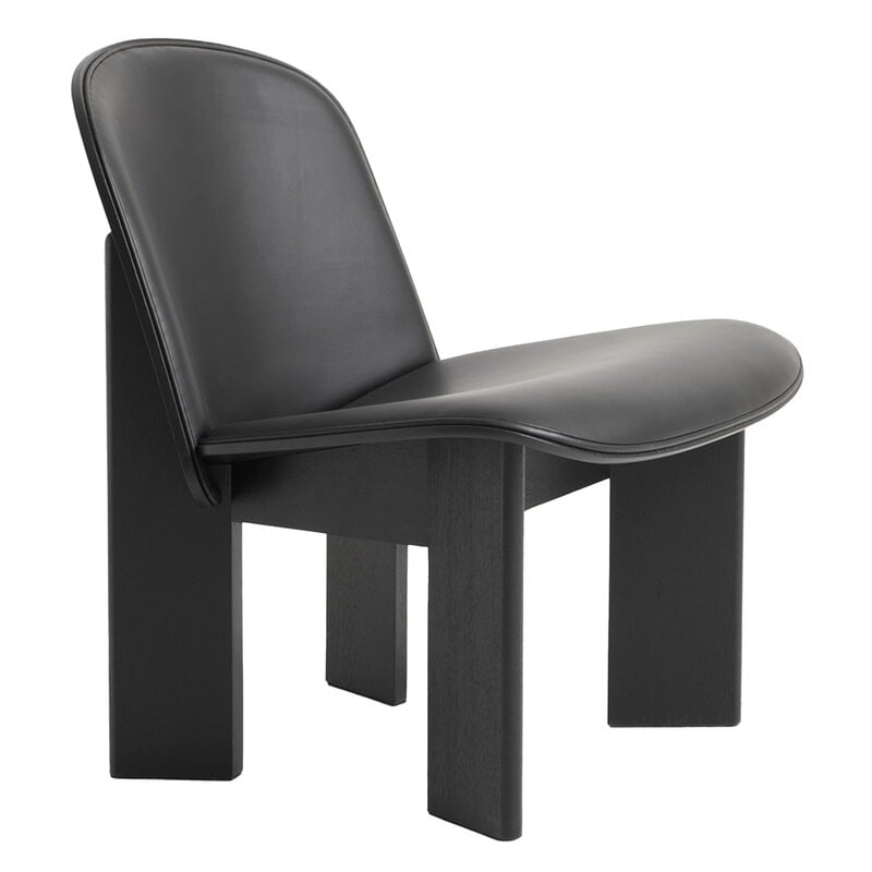 HAY Poltrona Chisel, pelle Sense nera - rovere nero | Finnish Design Shop