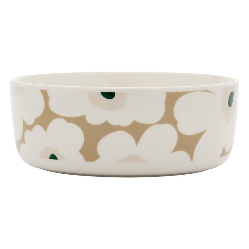 Marimekko Oiva - Unikko serving bowl, 1,5 L, white - beige - light sand ...
