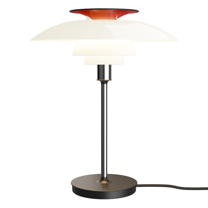 Louis Poulsen PH 80 table lamp, opal white - high lustre chrome plated ...