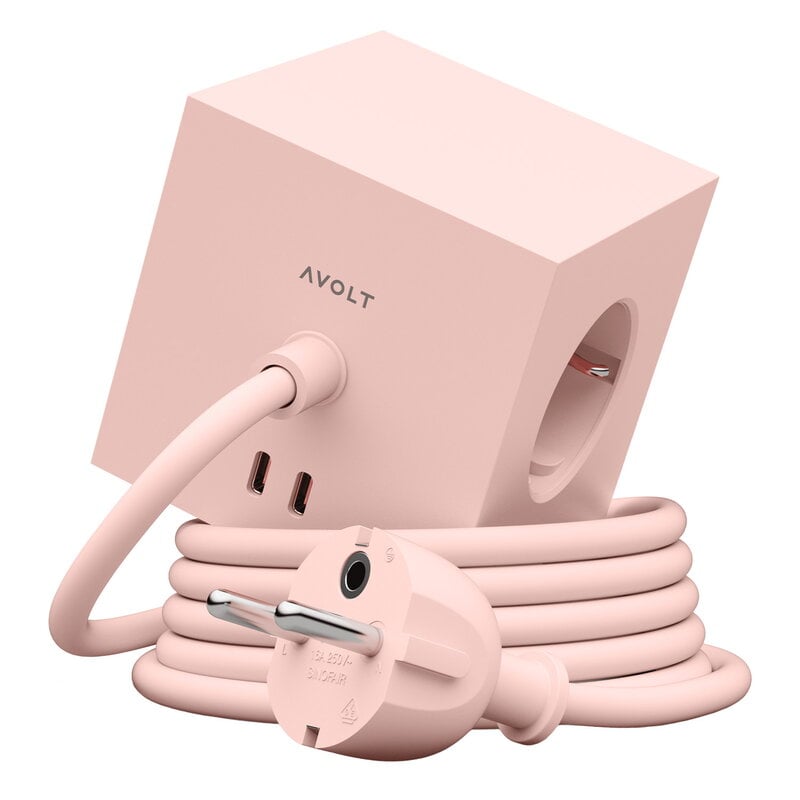 Avolt Square 1 USB-C extension cord, 3 m, new pink | Finnish Design Shop IE