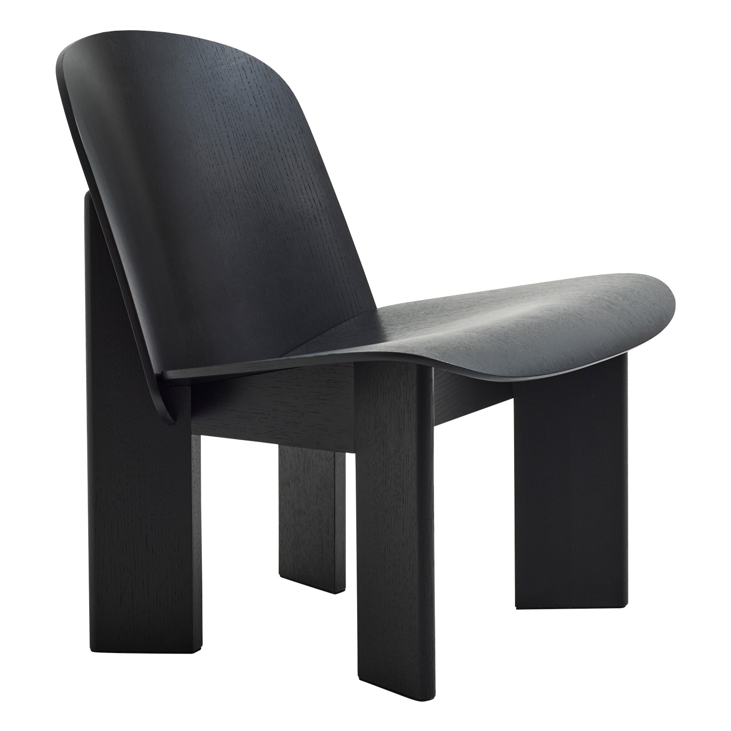 HAY Chisel lounge chair, black Sense leather - black oak | Pre-used ...