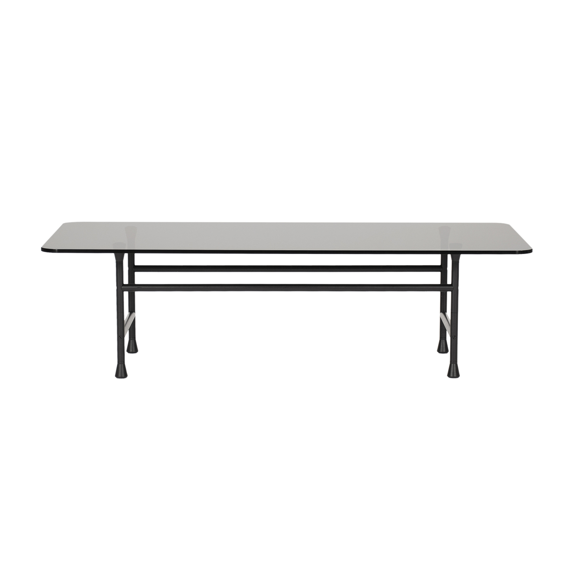 Basta Forte table, rectangular, grey glass - black | Pre-used design ...