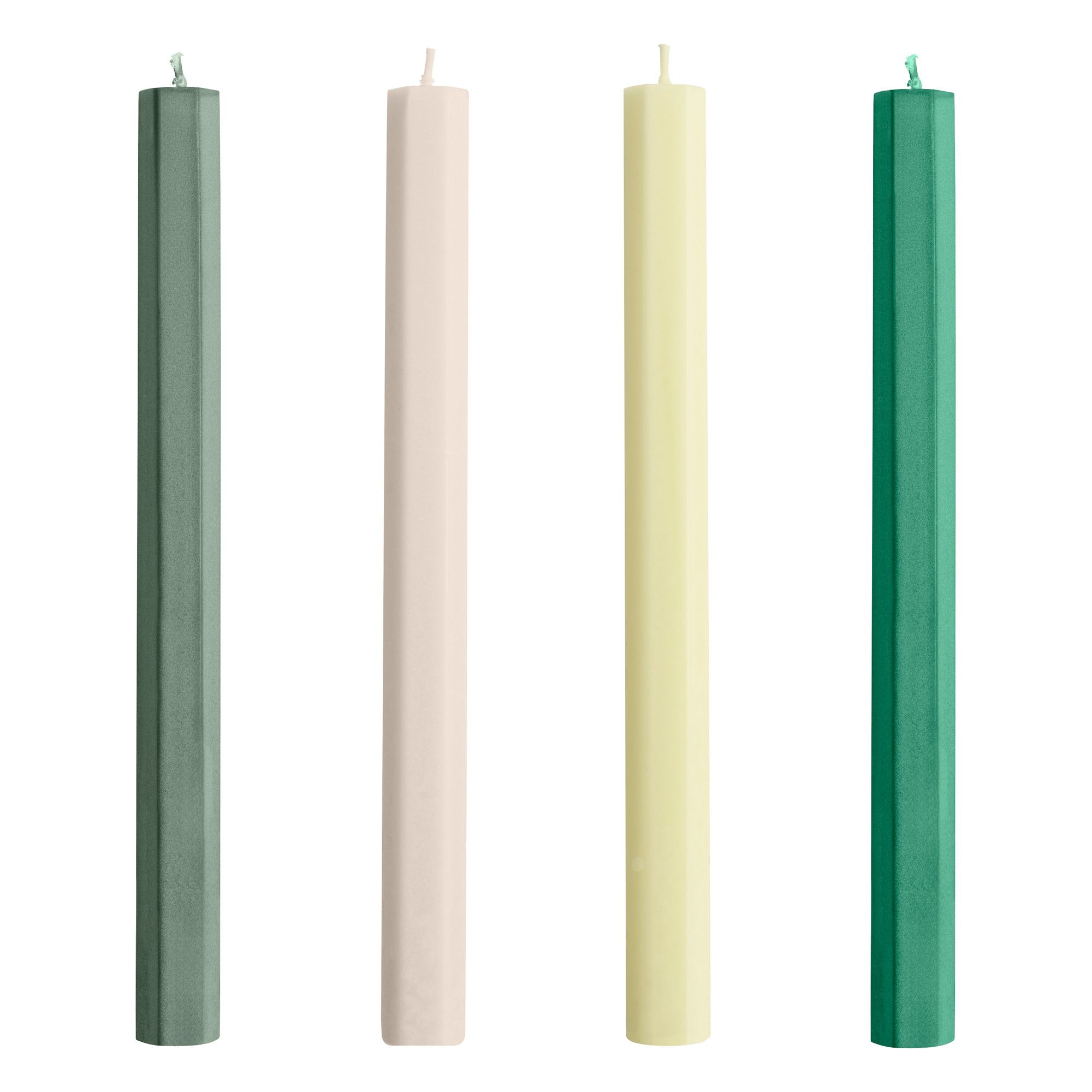 HAY Hexagon candle, 4 pcs, greens - whites | Finnish Design Shop UK