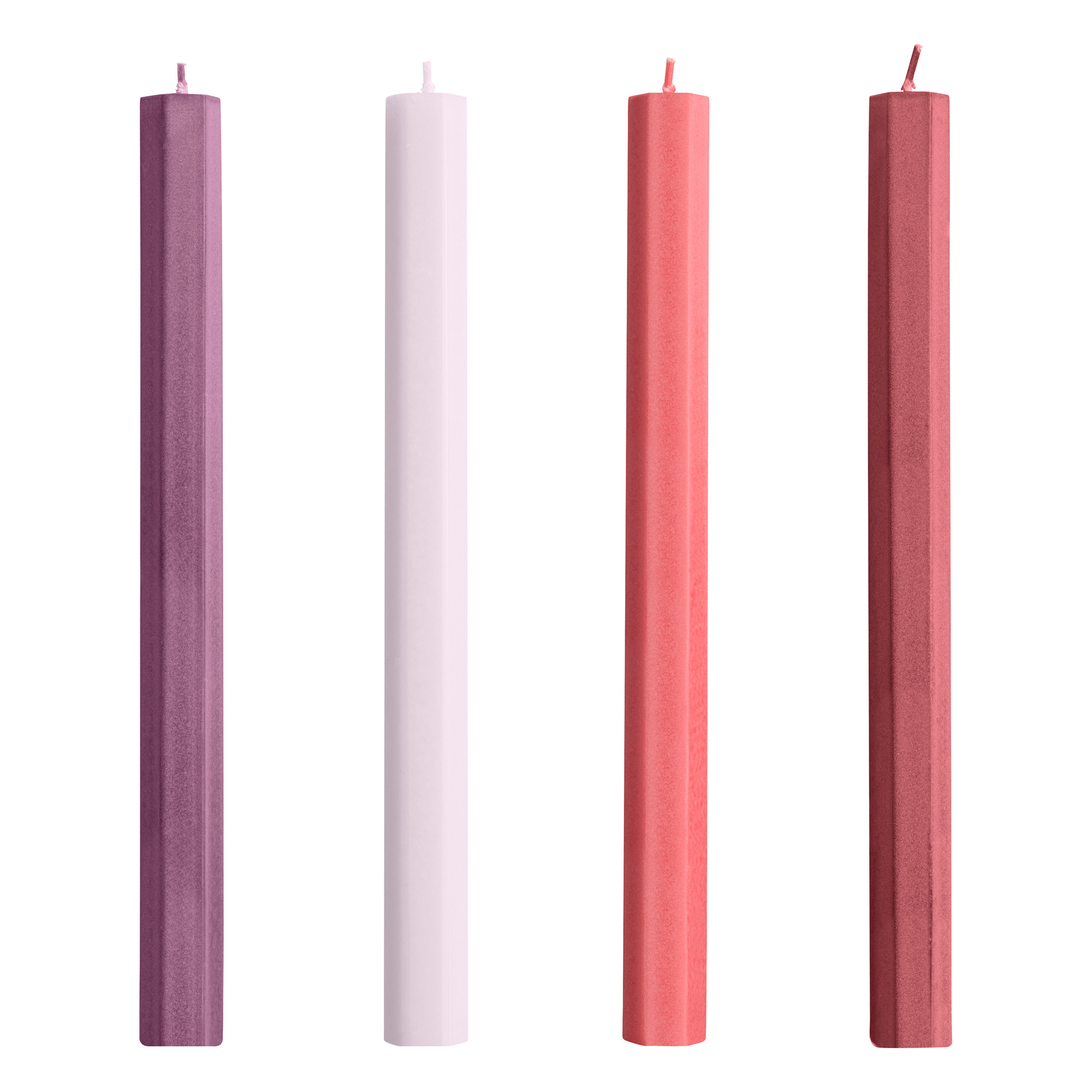 HAY Hexagon candle, 4 pcs, reds - bordeaux | Finnish Design Shop