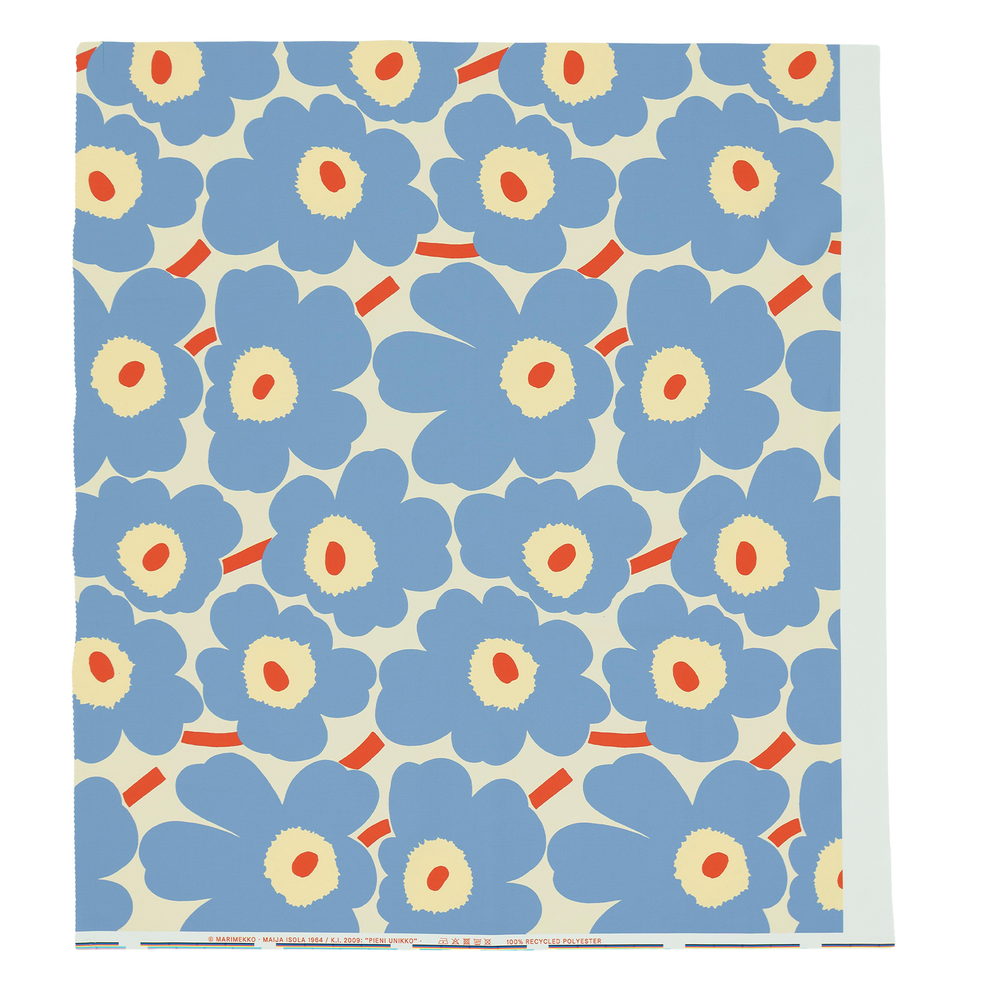 Marimekko Pieni Unikko Outdoor-Stoff, off-white - hellblau - melon ...