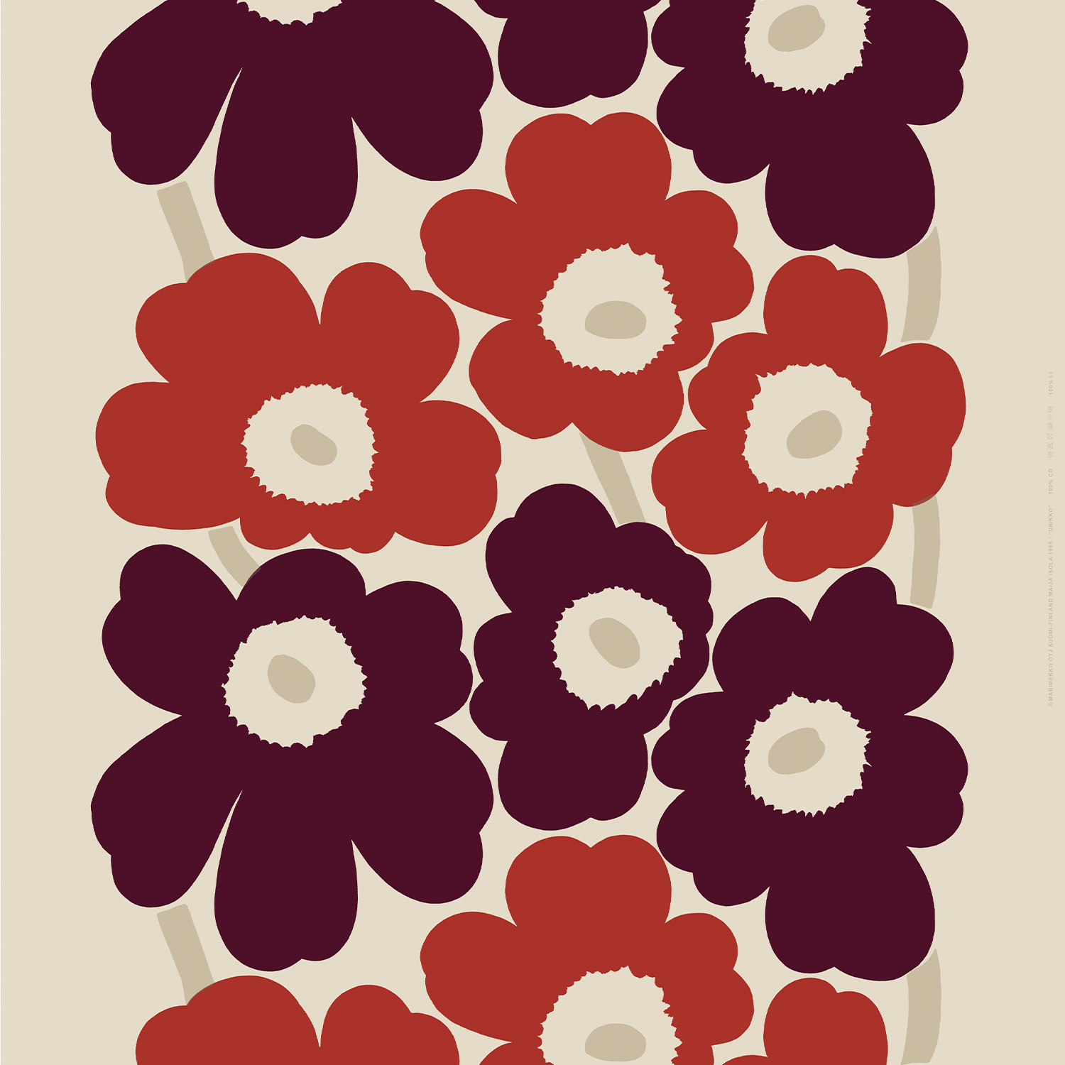 Marimekko Unikko Cotton linen Fabric Linen Red Finnish Design Shop Marimekko Unikko Cotton linen Fabric Linen Red Finnish Design Shop