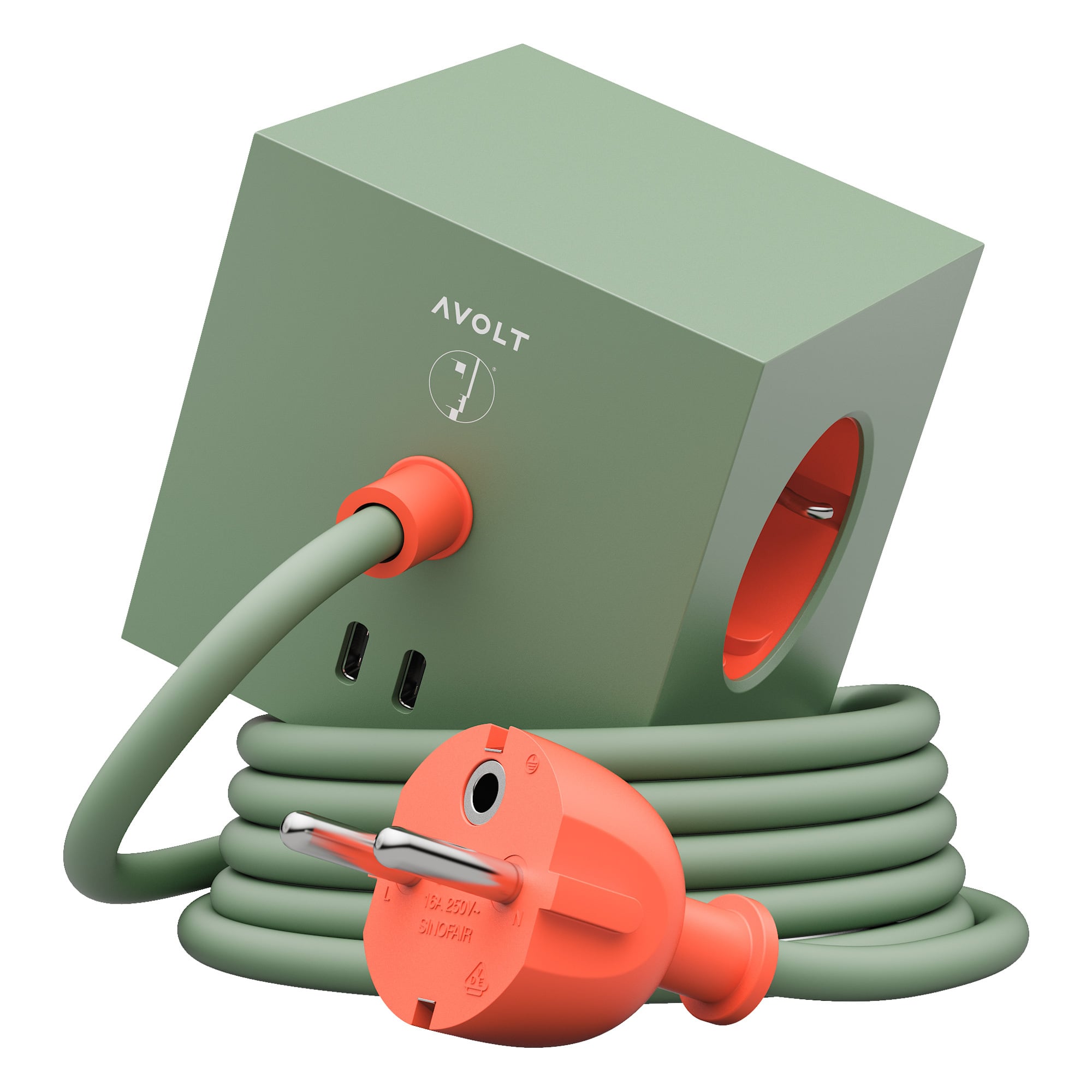 Avolt Square 1 USB-C extension cord, 1,8 m, gecko bloom, Avolt x ...