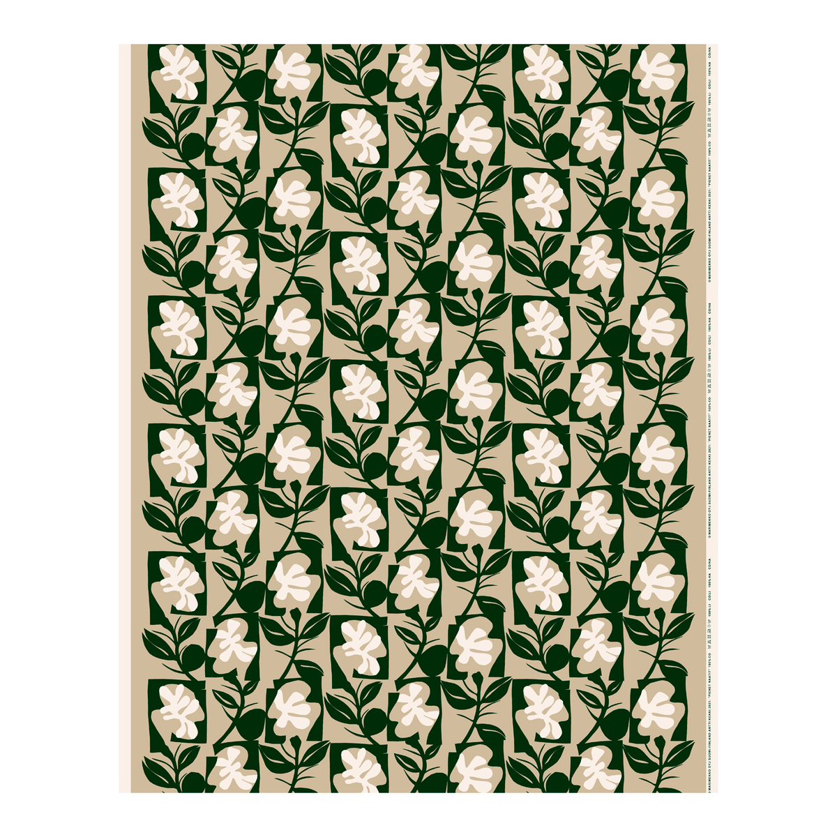 Pienet Naatit Cotton Panama Fabric Beige Cotton Dark Green Pienet Naatit Cotton Panama Fabric Beige Cotton Dark Green